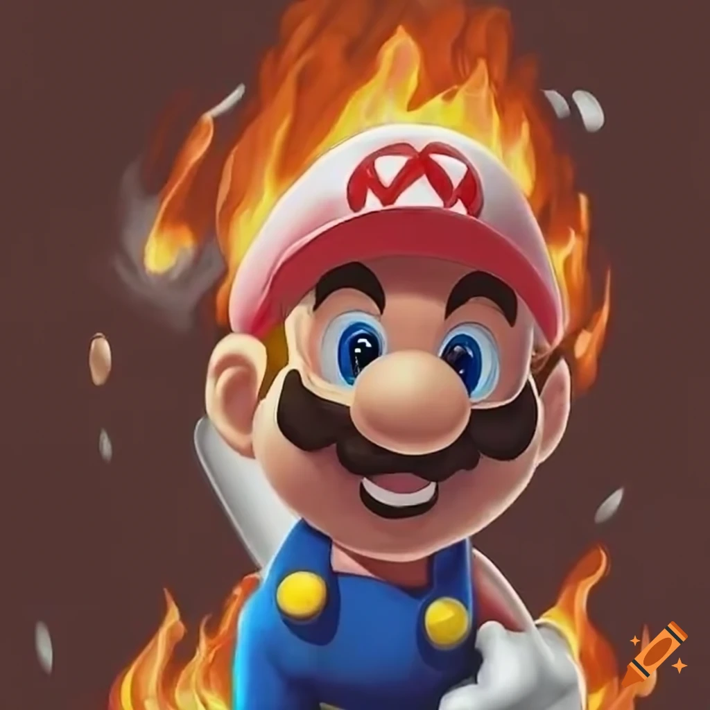 Image of mario on fire on Craiyon