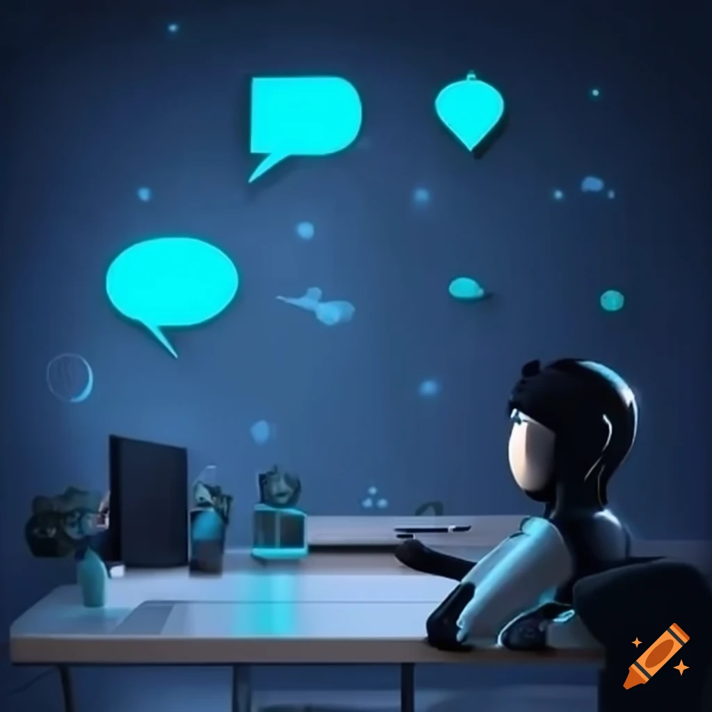 Character design of an Indian AI bot in a room on Craiyon