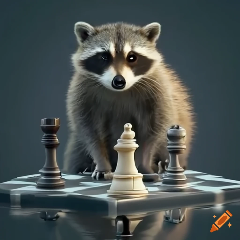 Image of a raccoon playing chess with camila mendes on Craiyon
