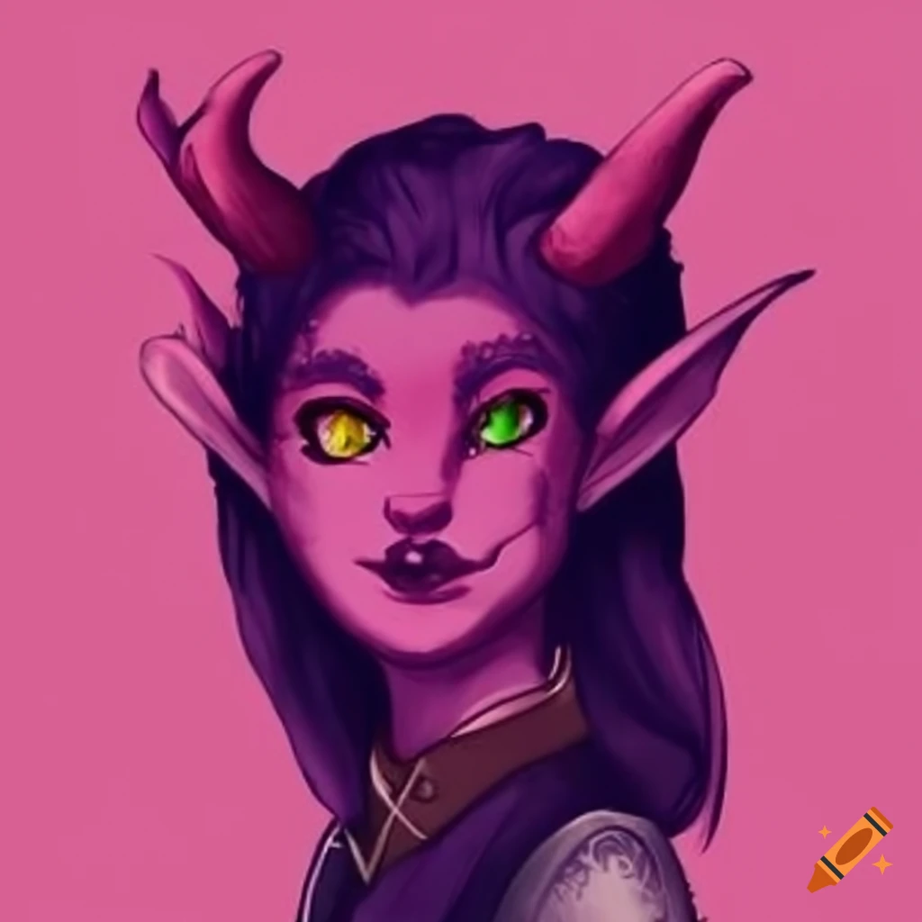 Hand-drawn image of a female tiefling warlock