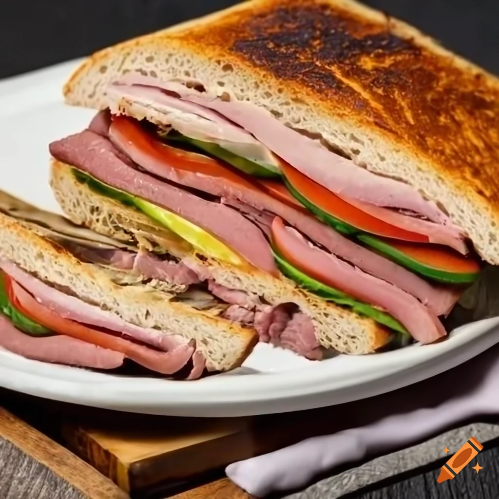 Delicious meat club sandwich on Craiyon