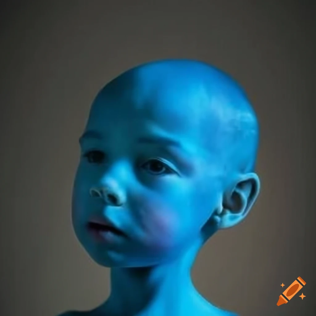 Portrait of a blue boy from behind on Craiyon