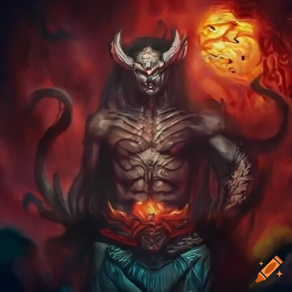 Captivating artwork of a man transforming into an oni on Craiyon