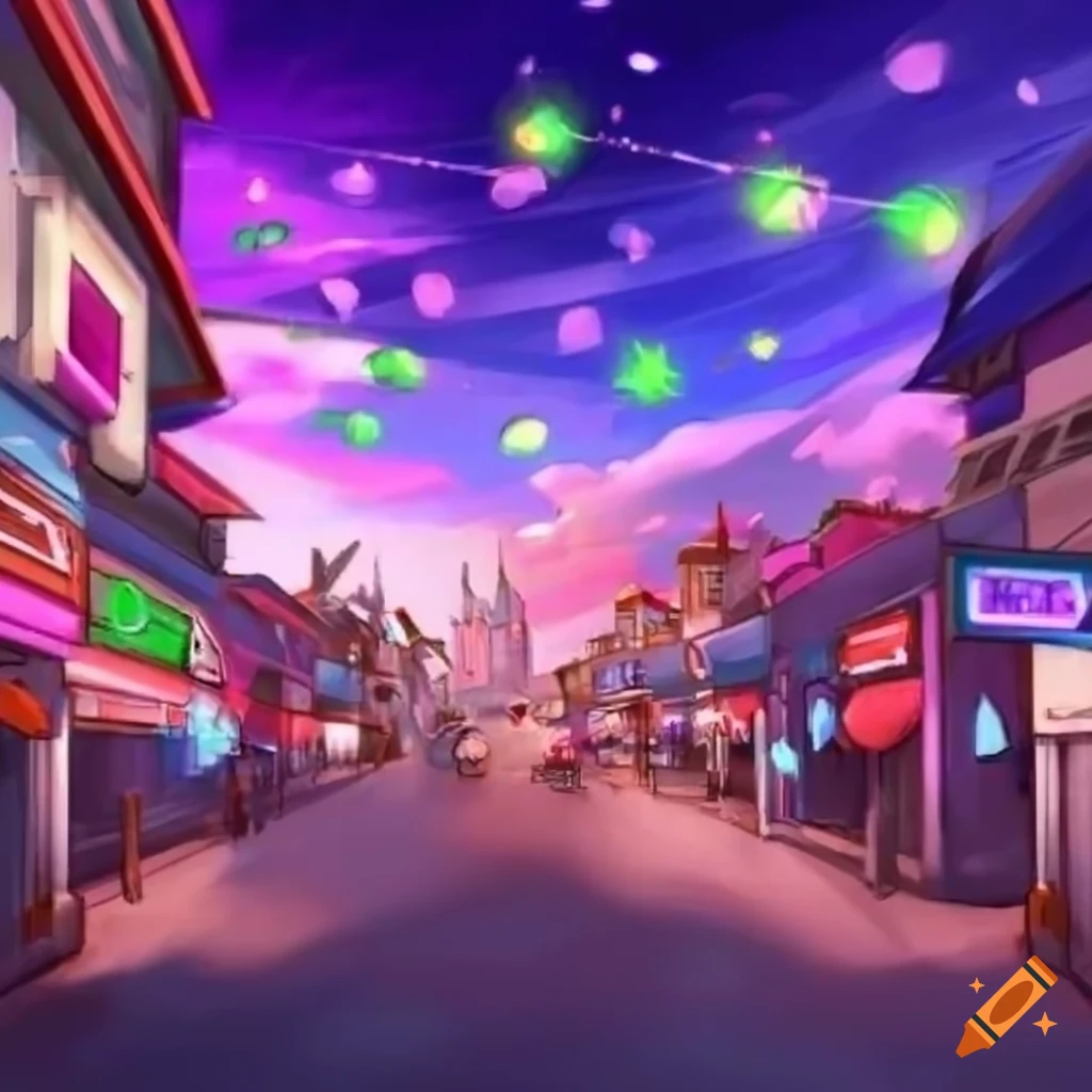 2d anime style portrait of a bustling market in a fantasy world