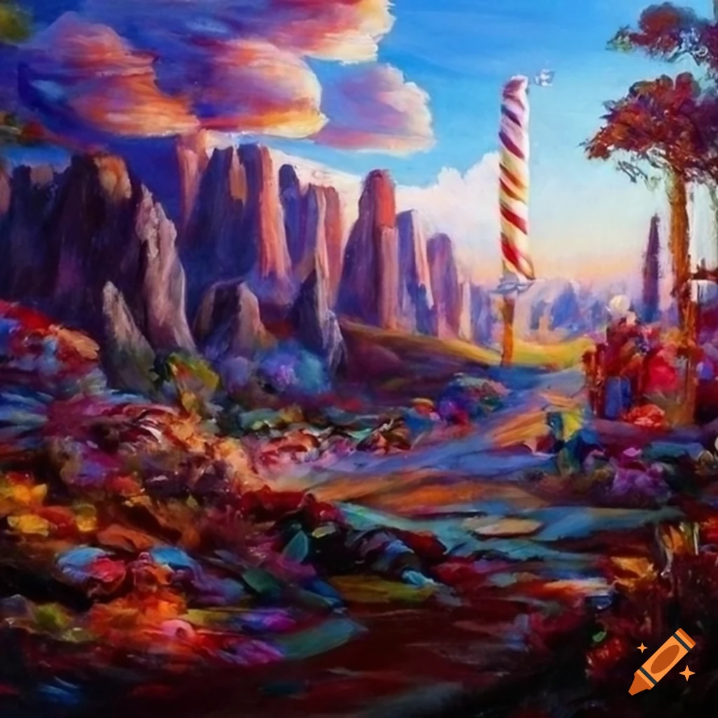Candy fantasy landscape painting on Craiyon