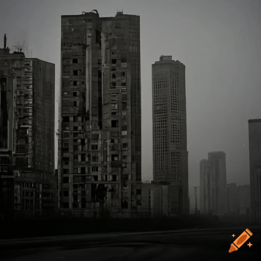 Cityscape of a dystopian communist city