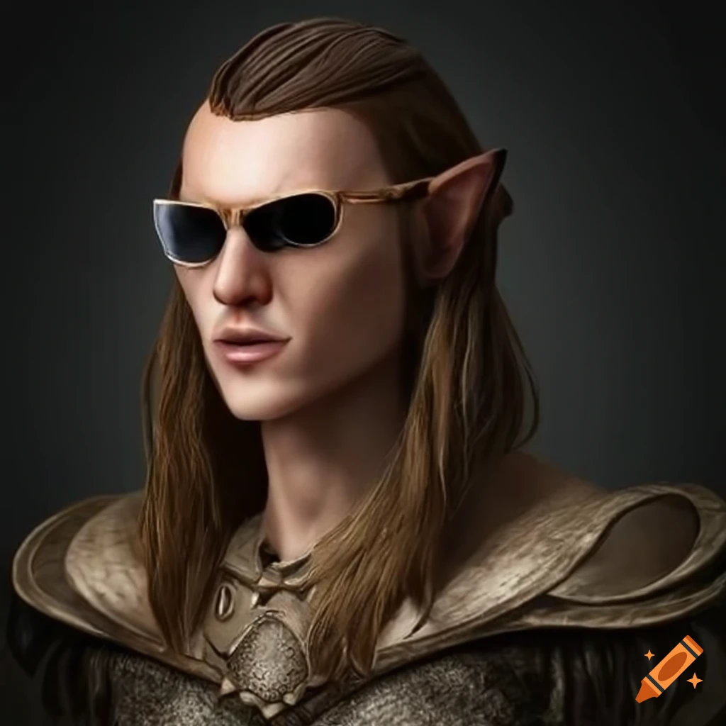 Image of a realistic fantasy wood elf soldier with sunglasses on Craiyon