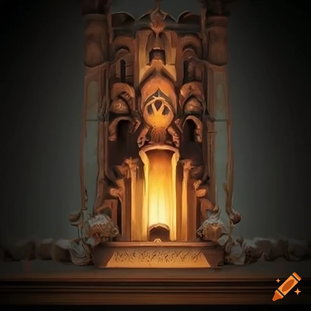 Detailed architectural stave carving art