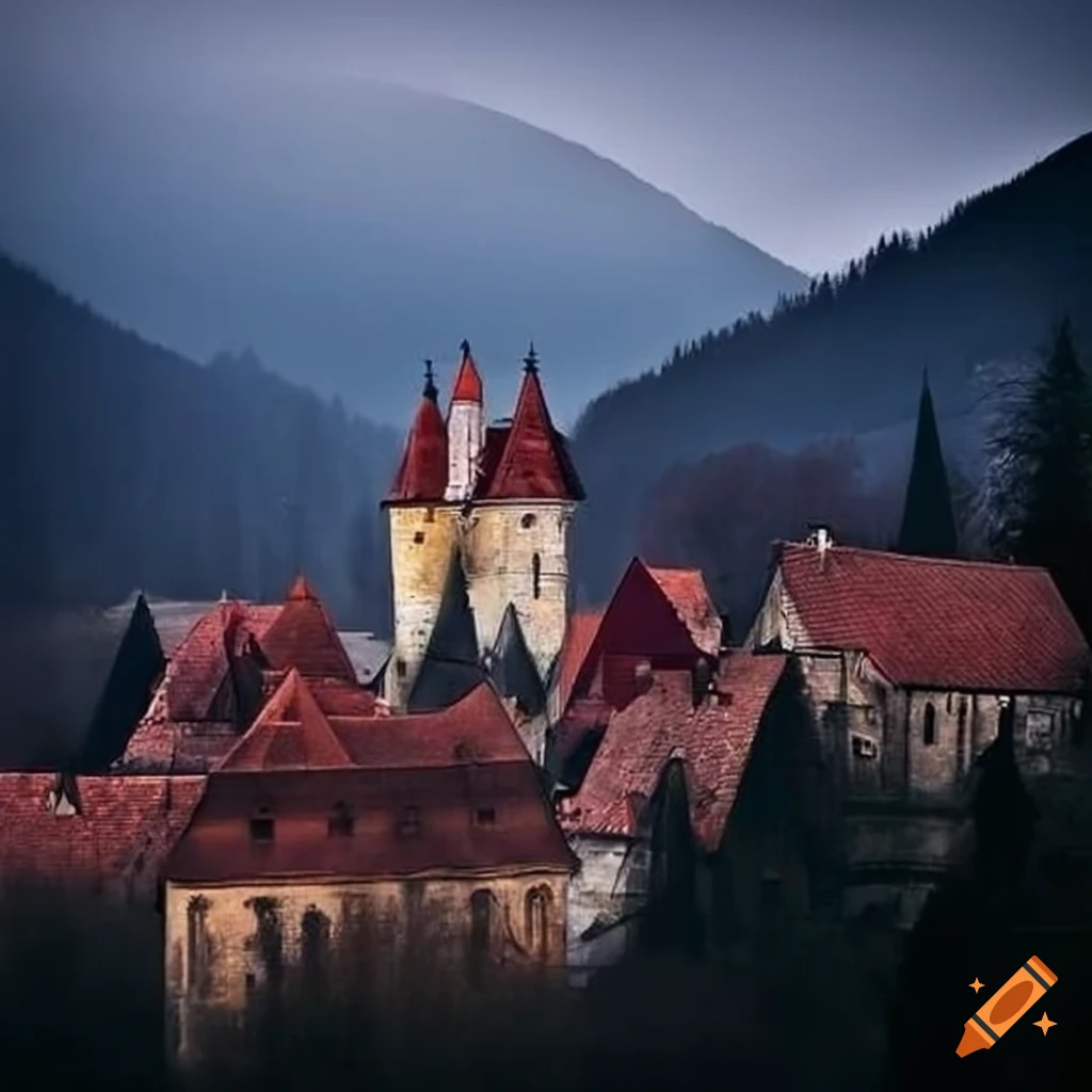 Transylvanian gothic village on Craiyon