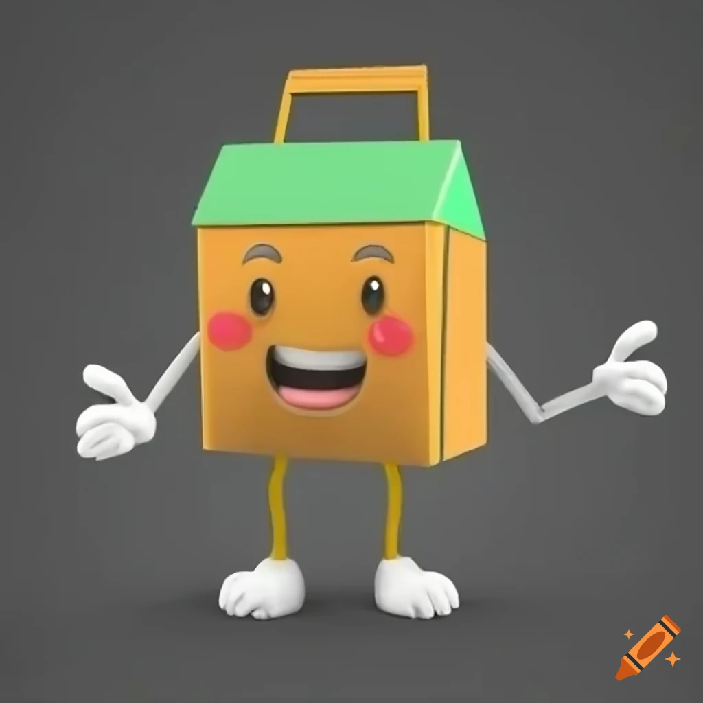 Adorable 3D mascot of a juice box on Craiyon