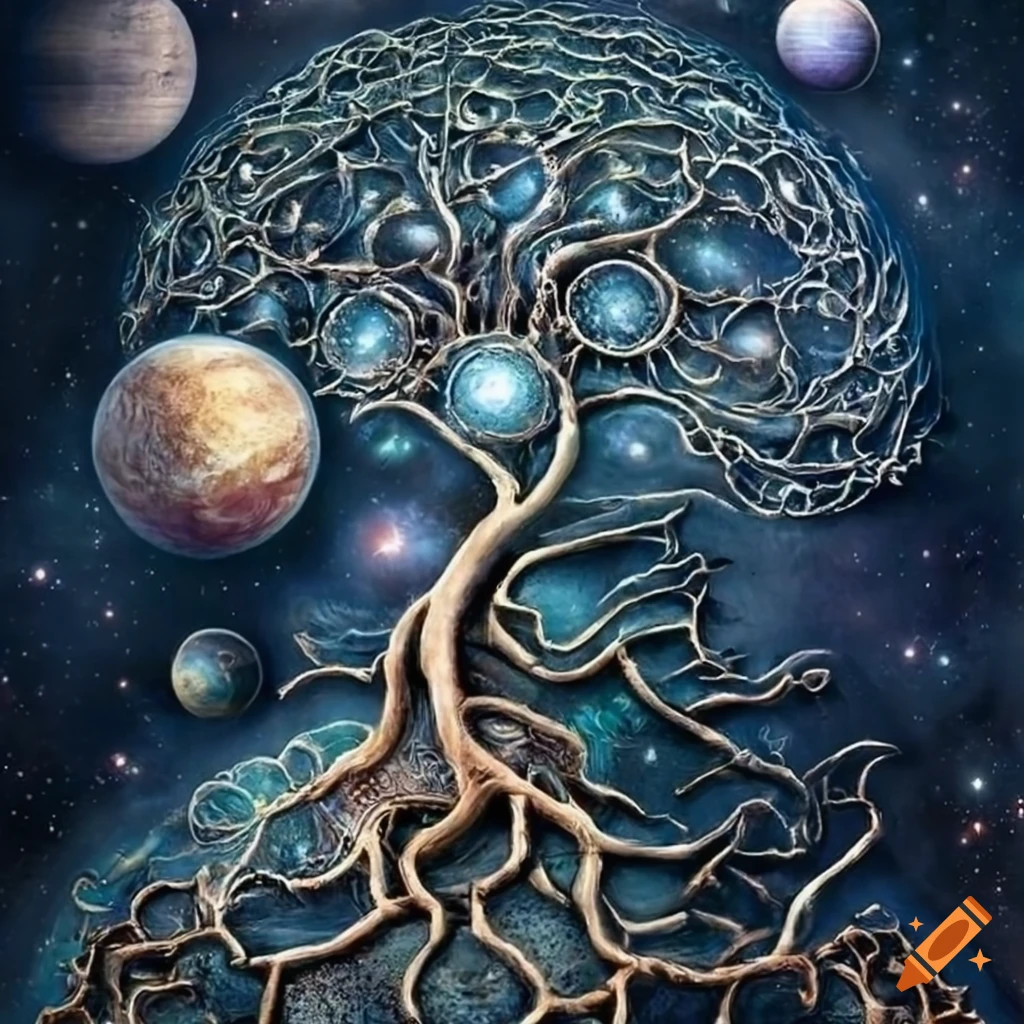 Cosmic tree of life in h.r. giger style