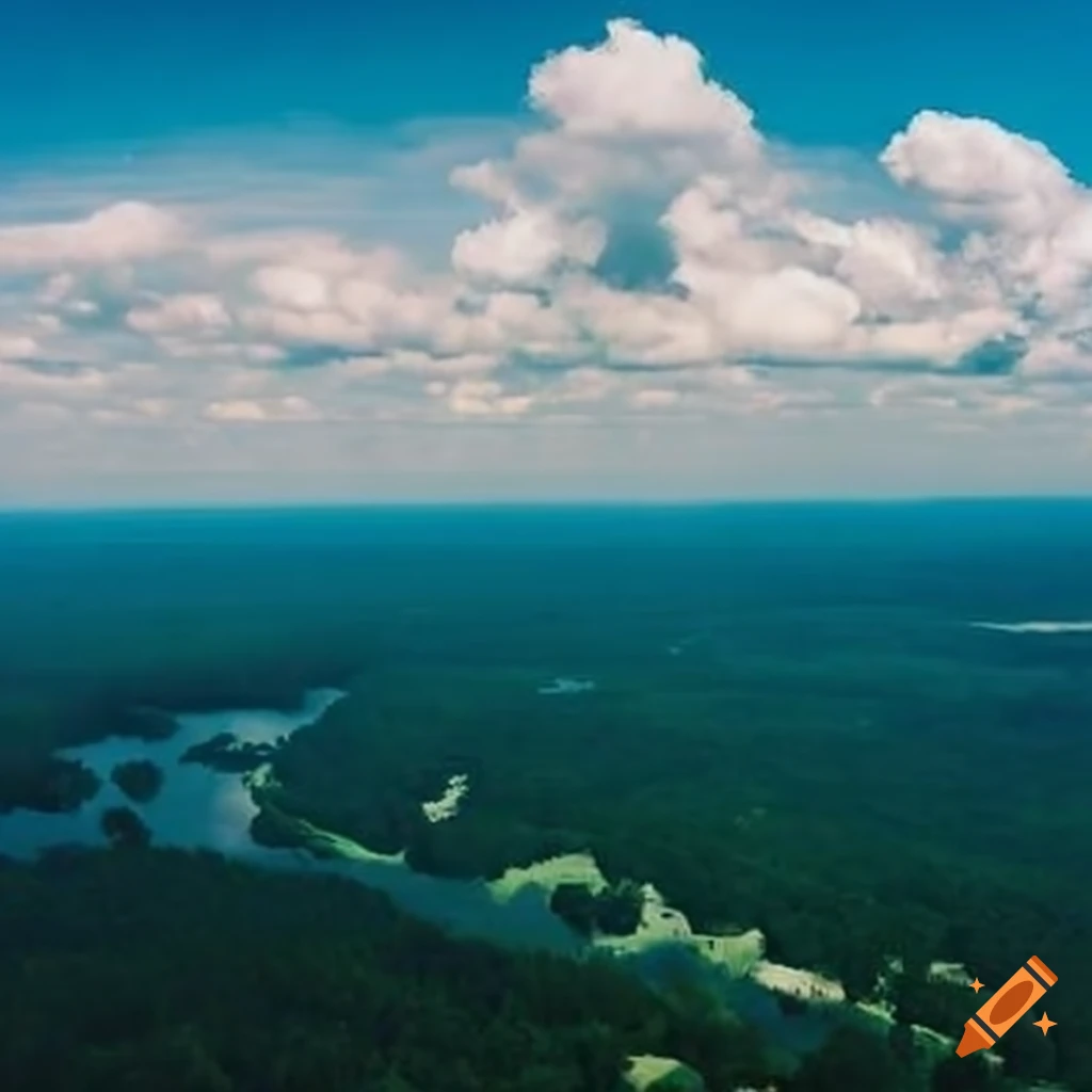 Aerial view of alabama with clouds and trees