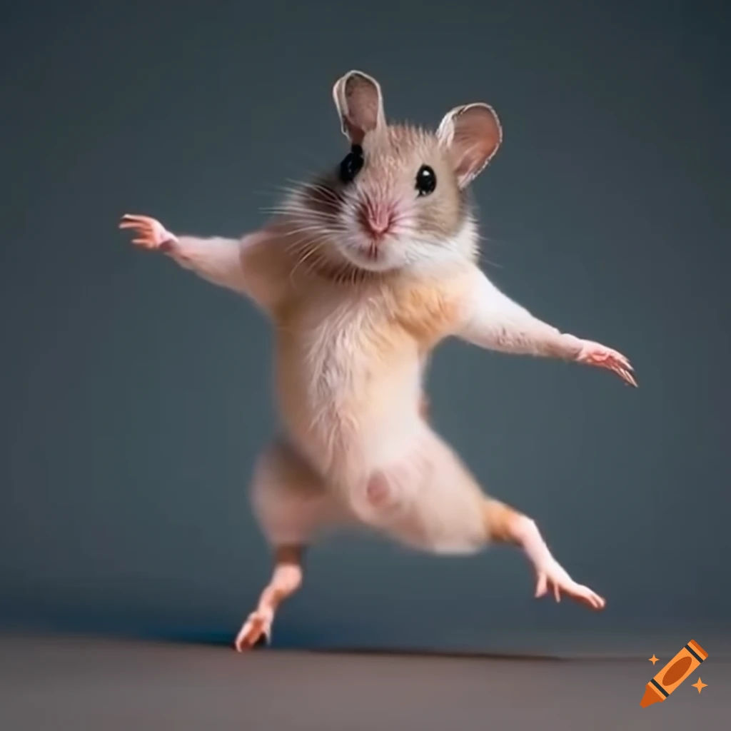 Grey hamster dancing ballet on Craiyon