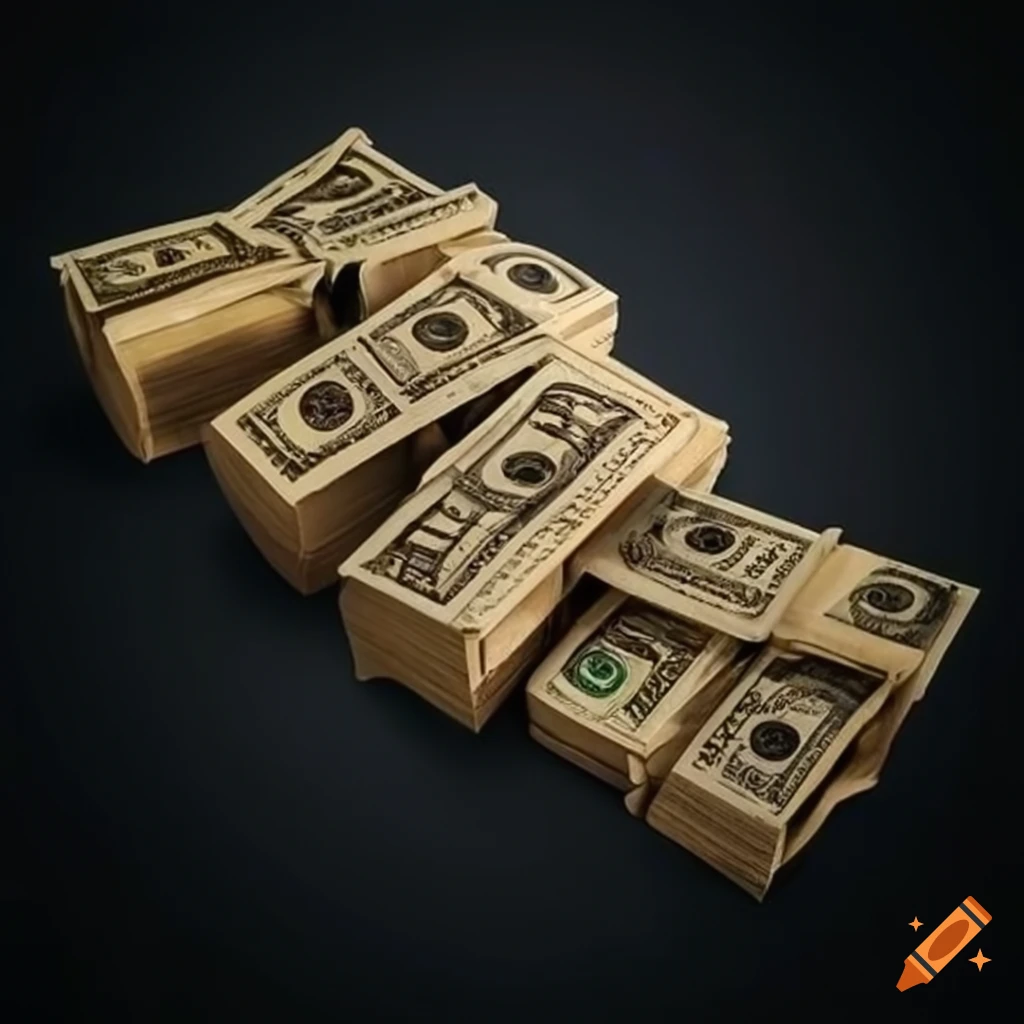 Stacks of money on Craiyon