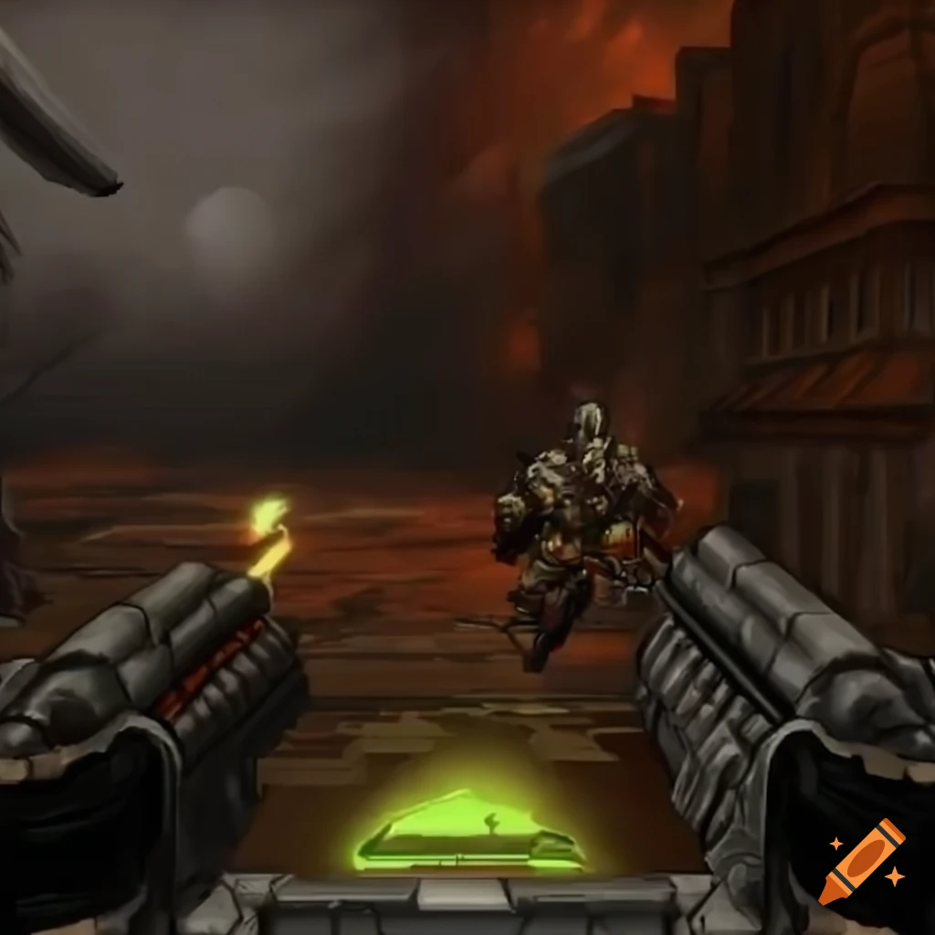 Solaire of astora from doom (1993) in 4k with weapon concept art on Craiyon