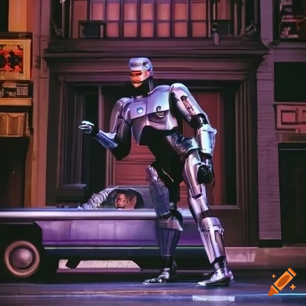 Scene from Robocop the musical on Broadway on Craiyon