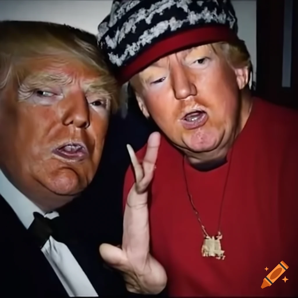 Donald trump as a rapper surrounded by hamburgers on Craiyon