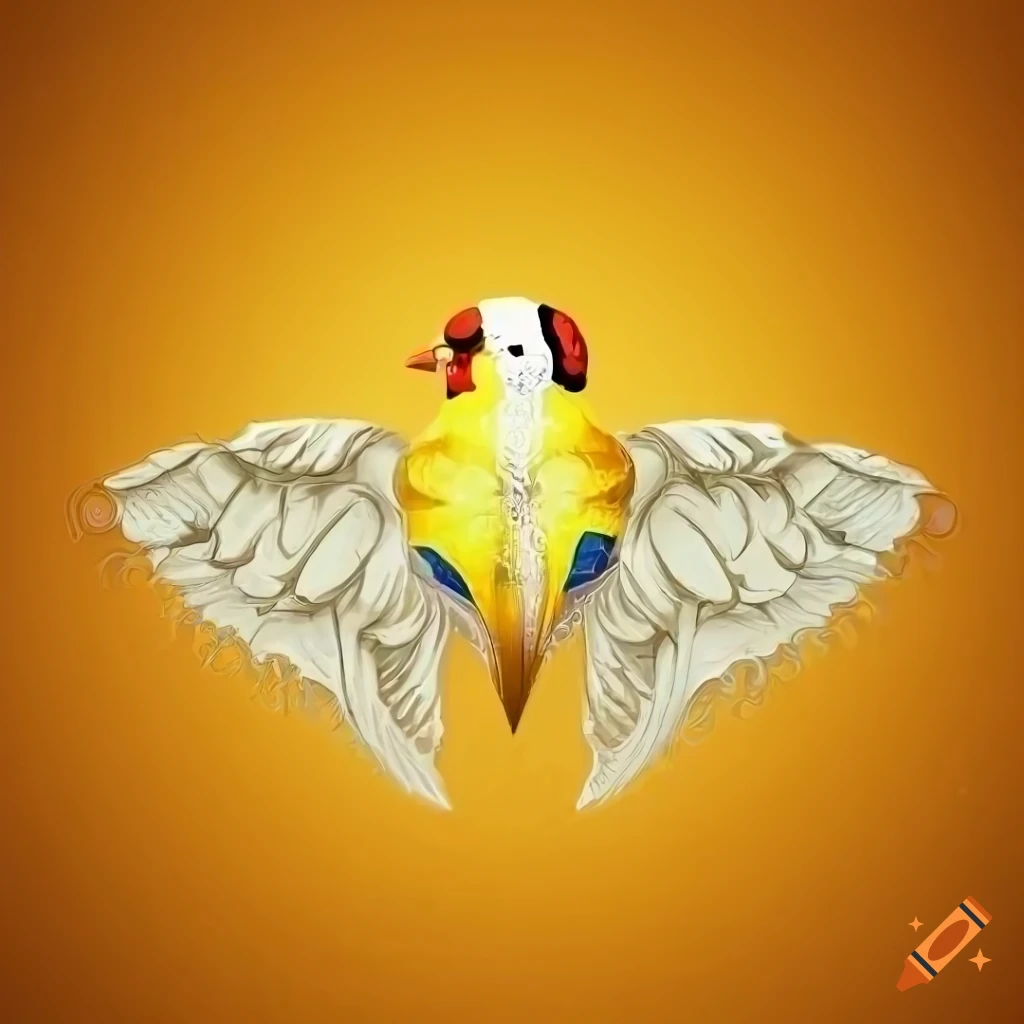 Detailed illustration of a european goldfinch bird taking off on Craiyon