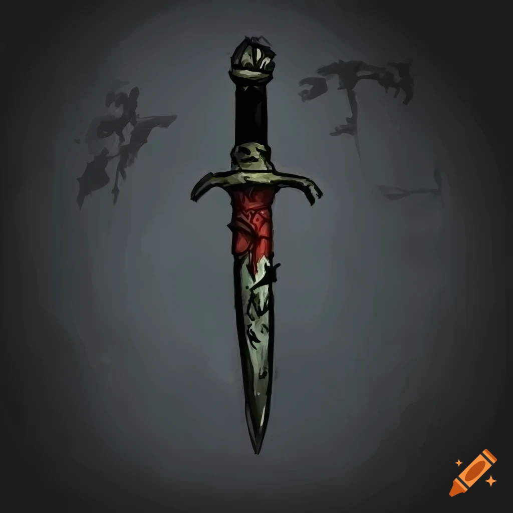 Dark fantasy artwork of a crow-themed dagger on Craiyon