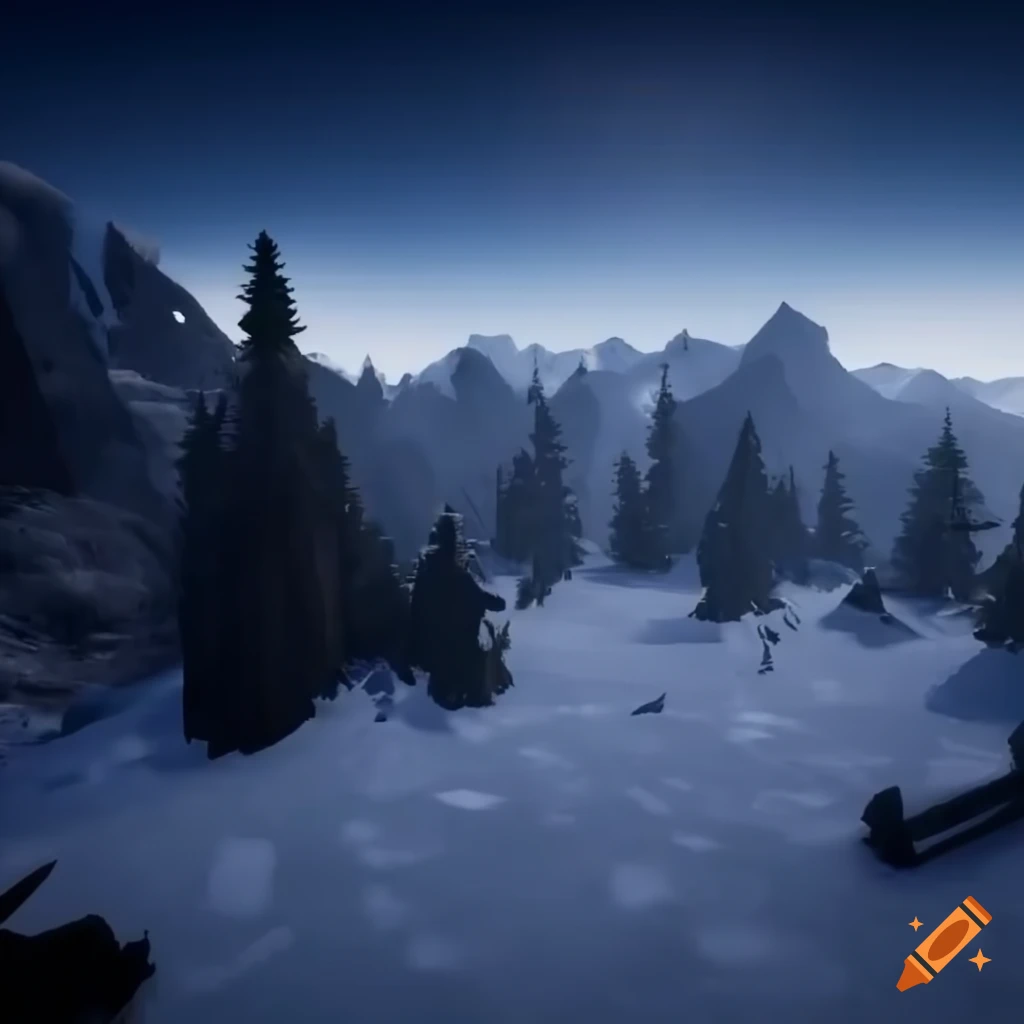 Unreal engine 5 snowy mountain scene