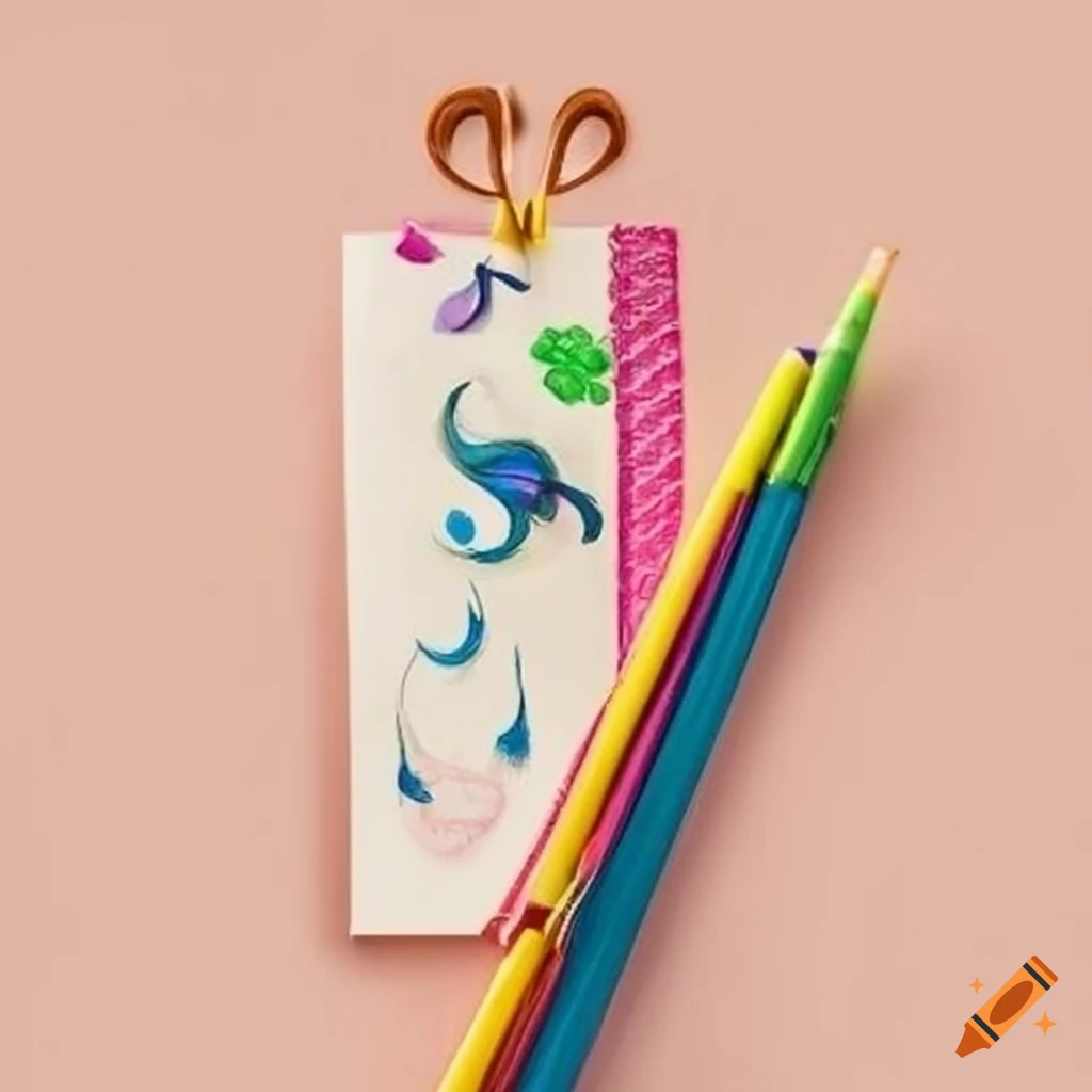 Children's drawing on a bookmark on Craiyon