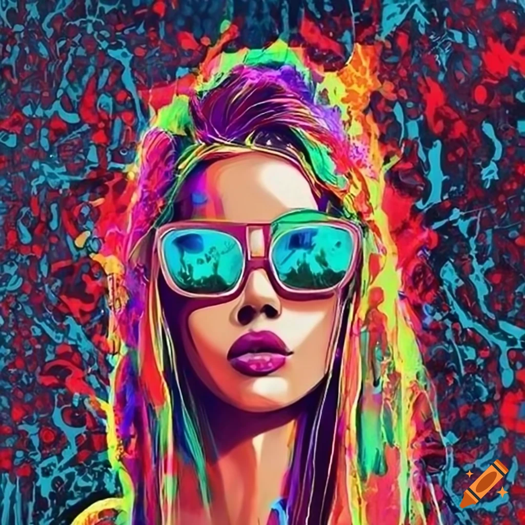 Neon 60s poster with a colorful explosion