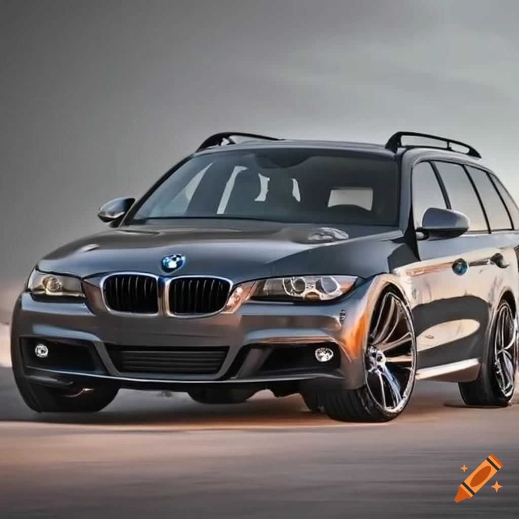 Space gray bmw station wagon with a lift kit on Craiyon