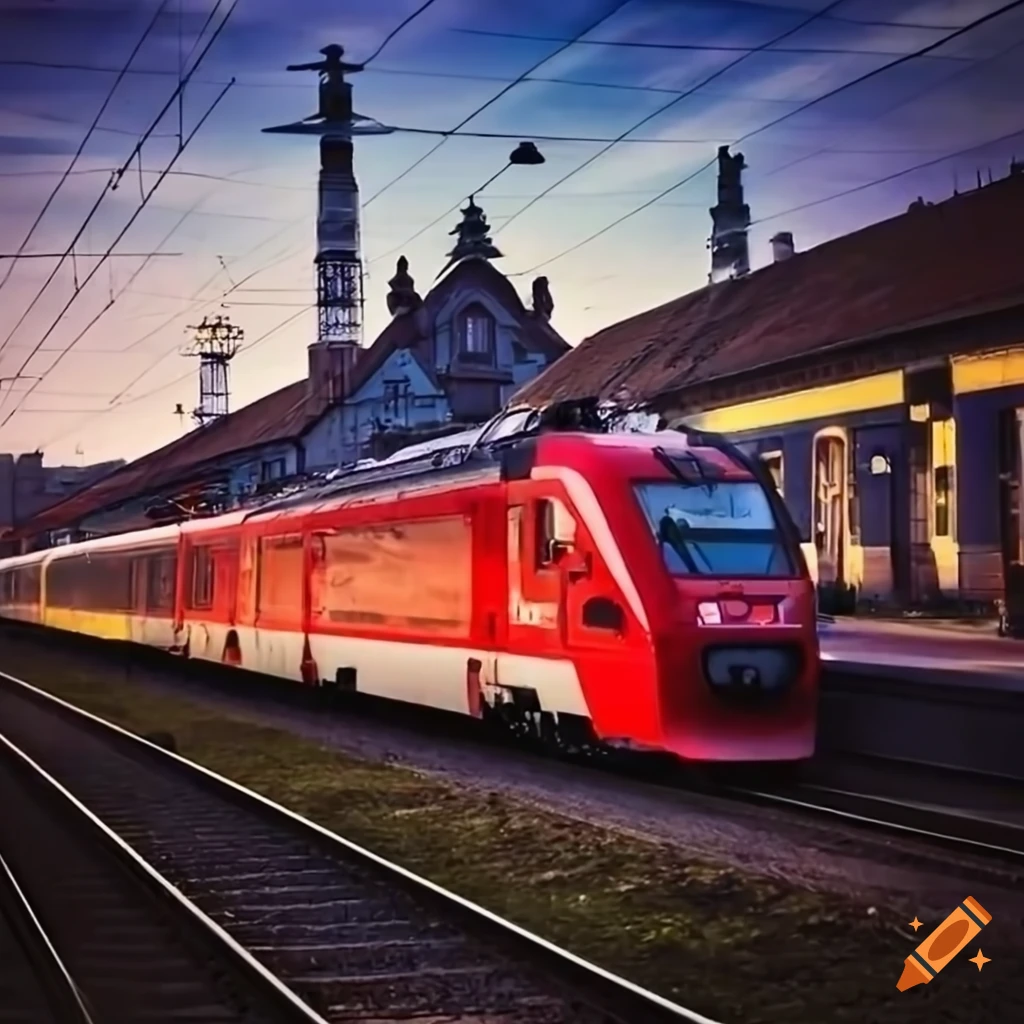 Polish Train En57 At Stadion Railway Station Polish Train En57 At Stadion Railway Station