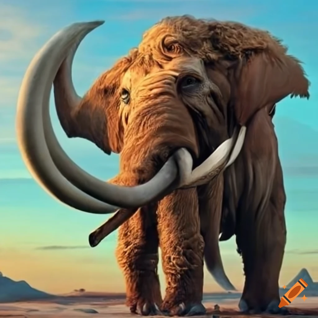 Humorous illustration of a mammoth barbecuing on Craiyon