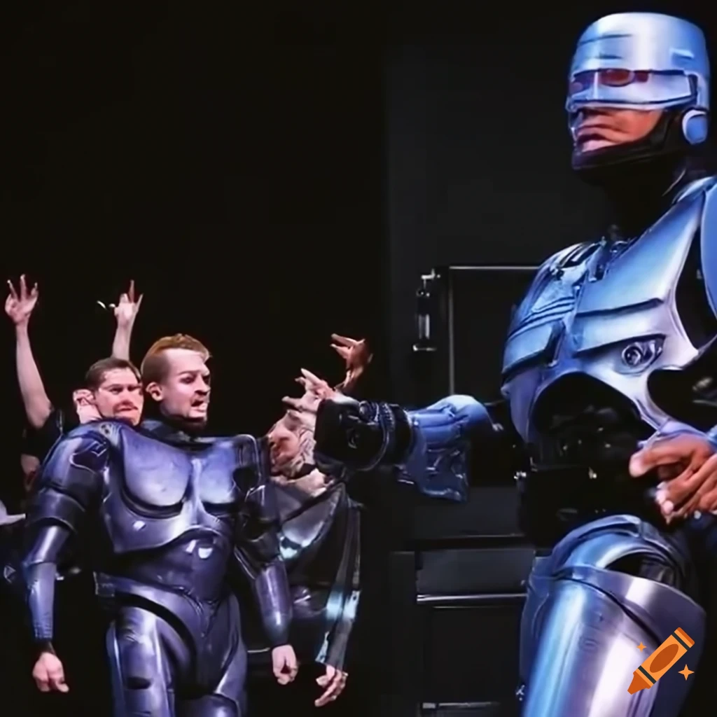 Scene from robocop the musical on broadway