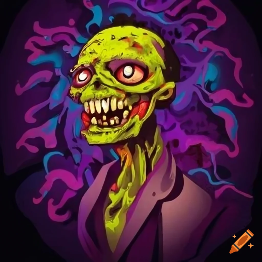 Colorful illustrated cartoon zombie on Craiyon