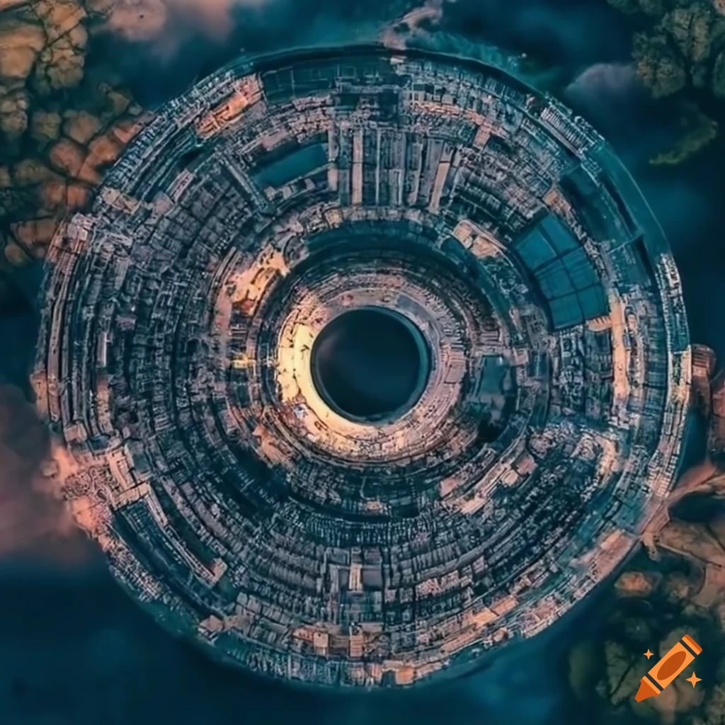 Top view of a circular city on Craiyon
