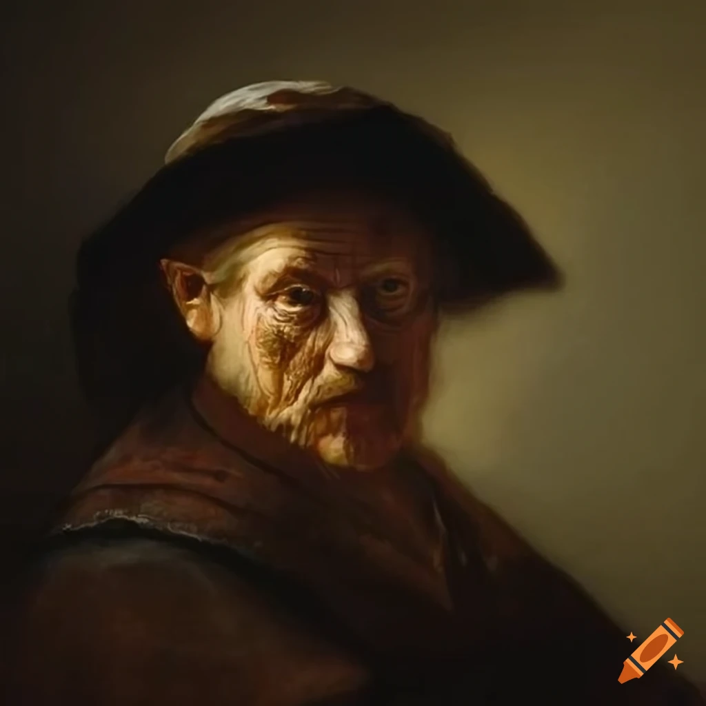 A portrait of a man crying painted in rembrandt style on Craiyon