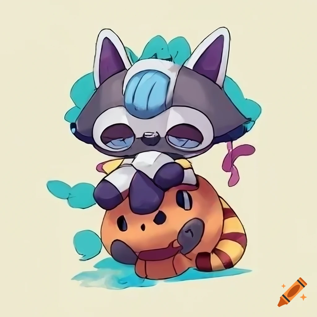 Pokémon-style artwork of bugs, raccoon, lamp, ant, yeti, and butterfly