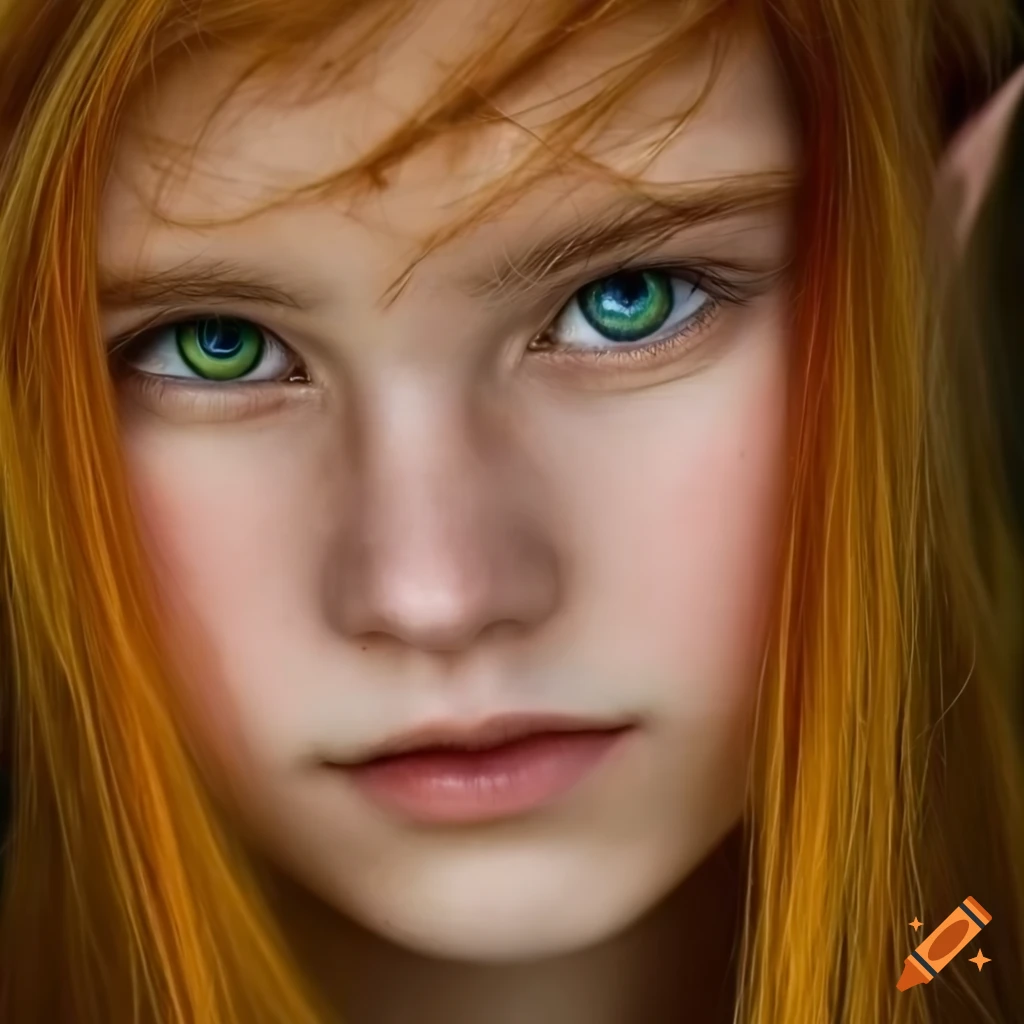 Portrait of a young female wood elf on Craiyon
