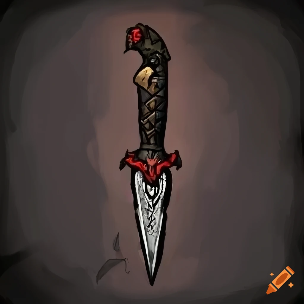 Poison crow-themed dagger artwork