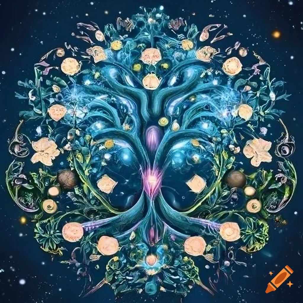 Artistic depiction of a tree of life in the universe on Craiyon