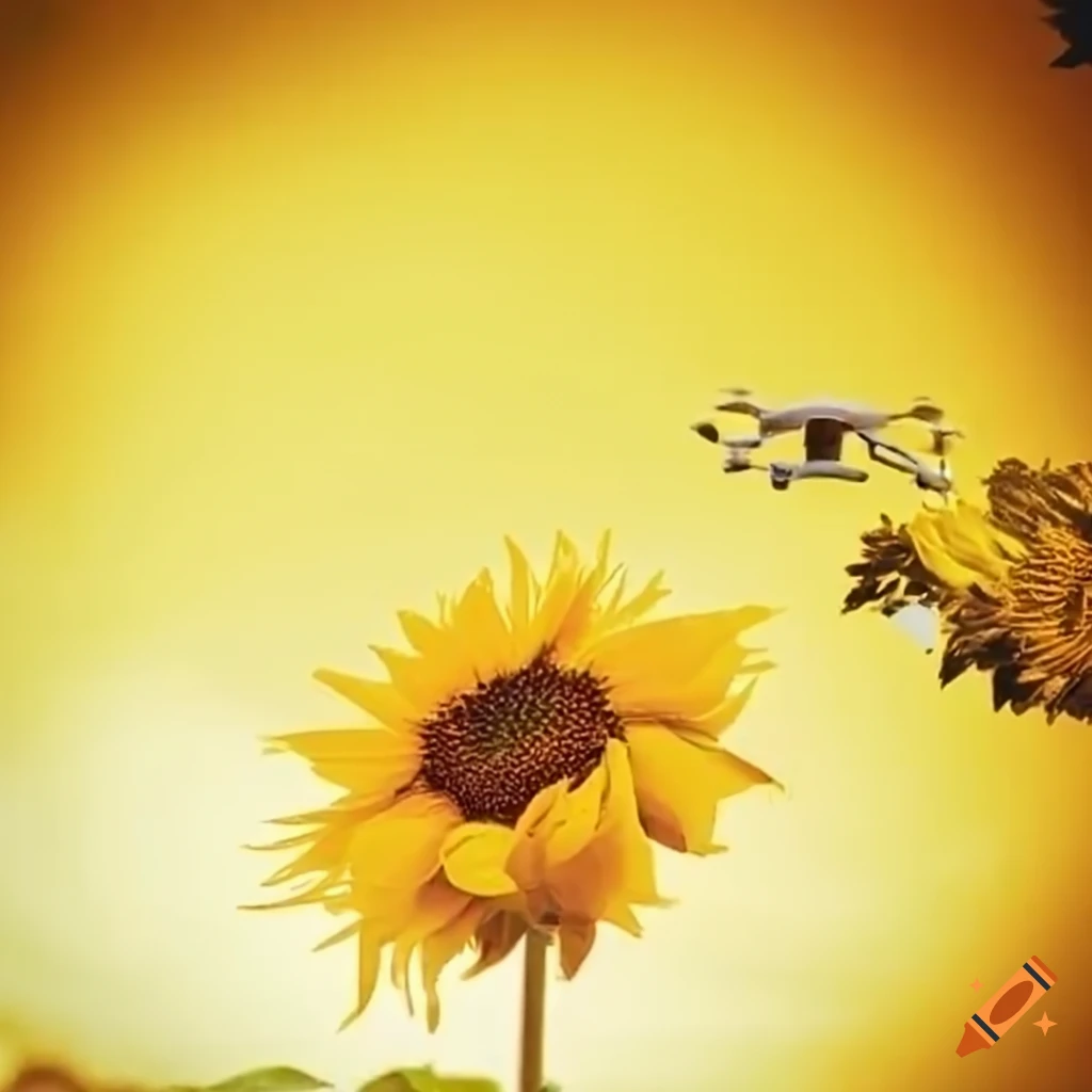 Drone logo with sunflowers