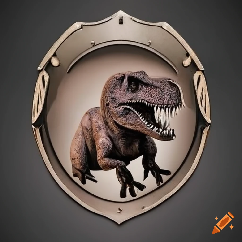 Symbol of a greek tyrannosaurus rex on a shield on Craiyon