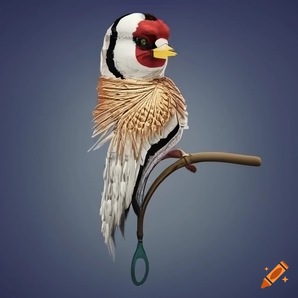 Detailed illustration of a european goldfinch bird on Craiyon