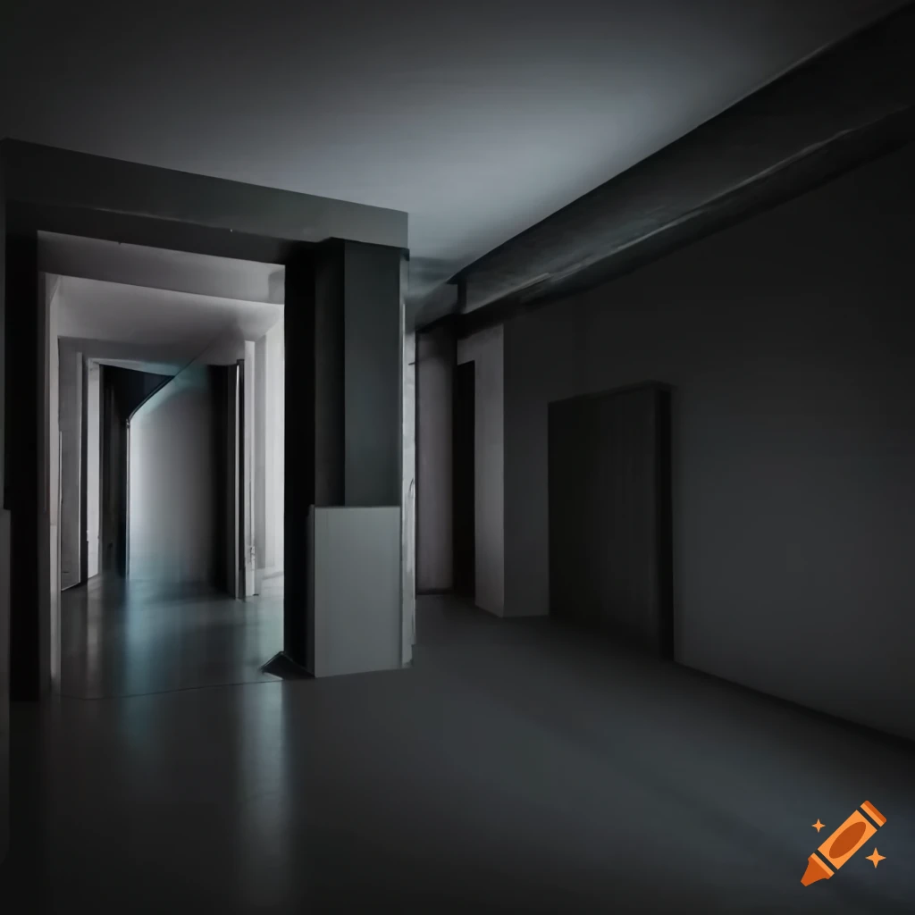 Liminal space room with mechanical generator on Craiyon