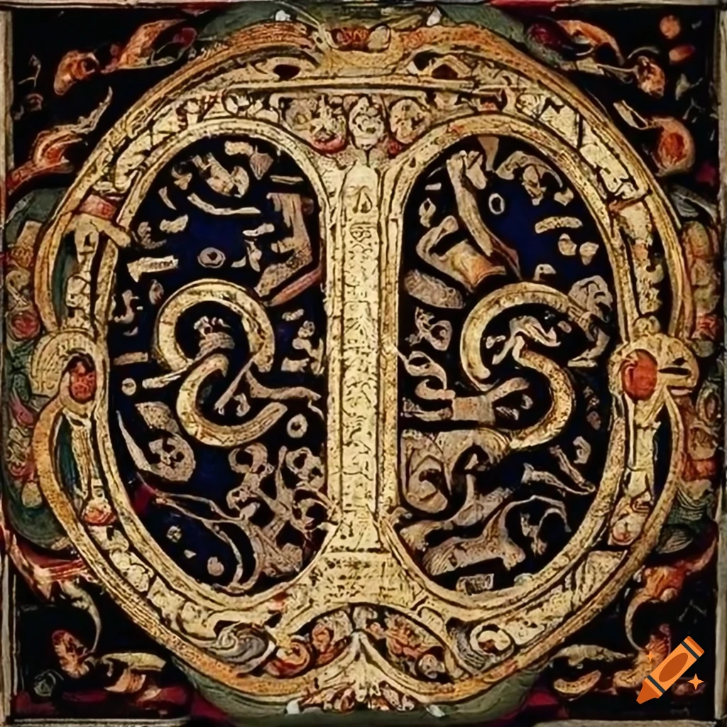 Medieval typography artwork featuring the letters "c&d" on Craiyon