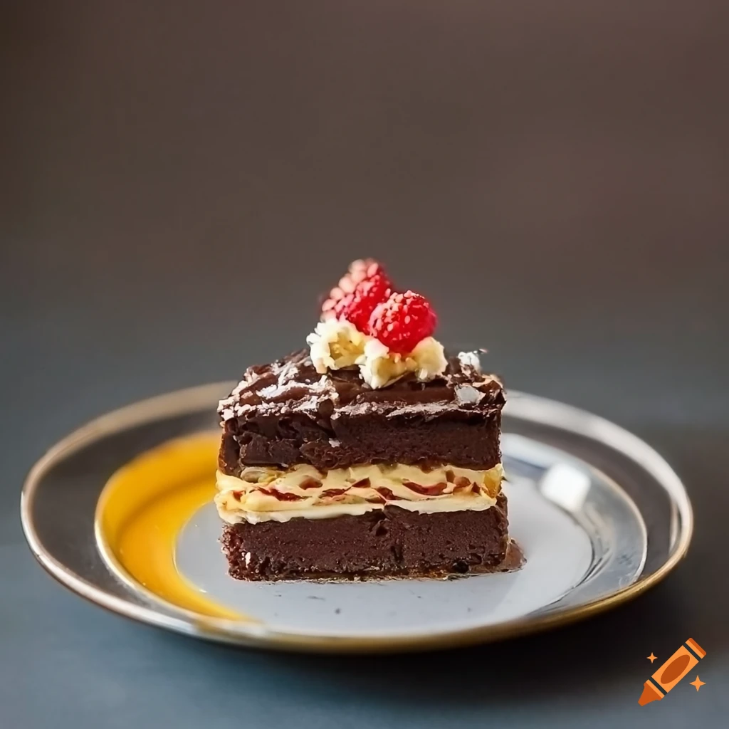 Close-up of a mini chocolate cake on a plate on Craiyon