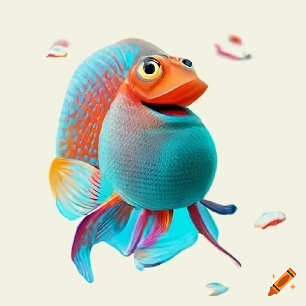 Scared cute fish mouse in a storybook style oil painting on Craiyon