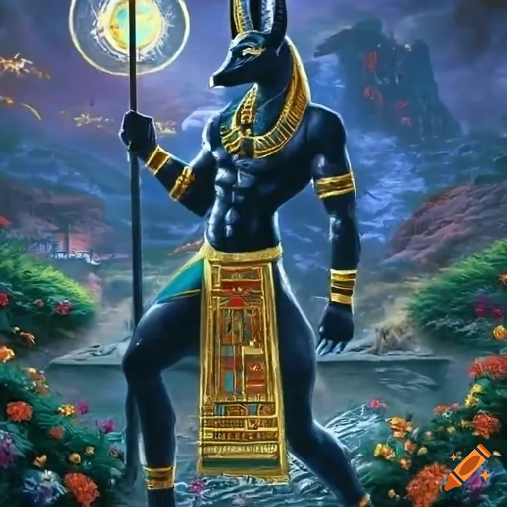 Egyptian god anubis in thomas kinkade style on Craiyon