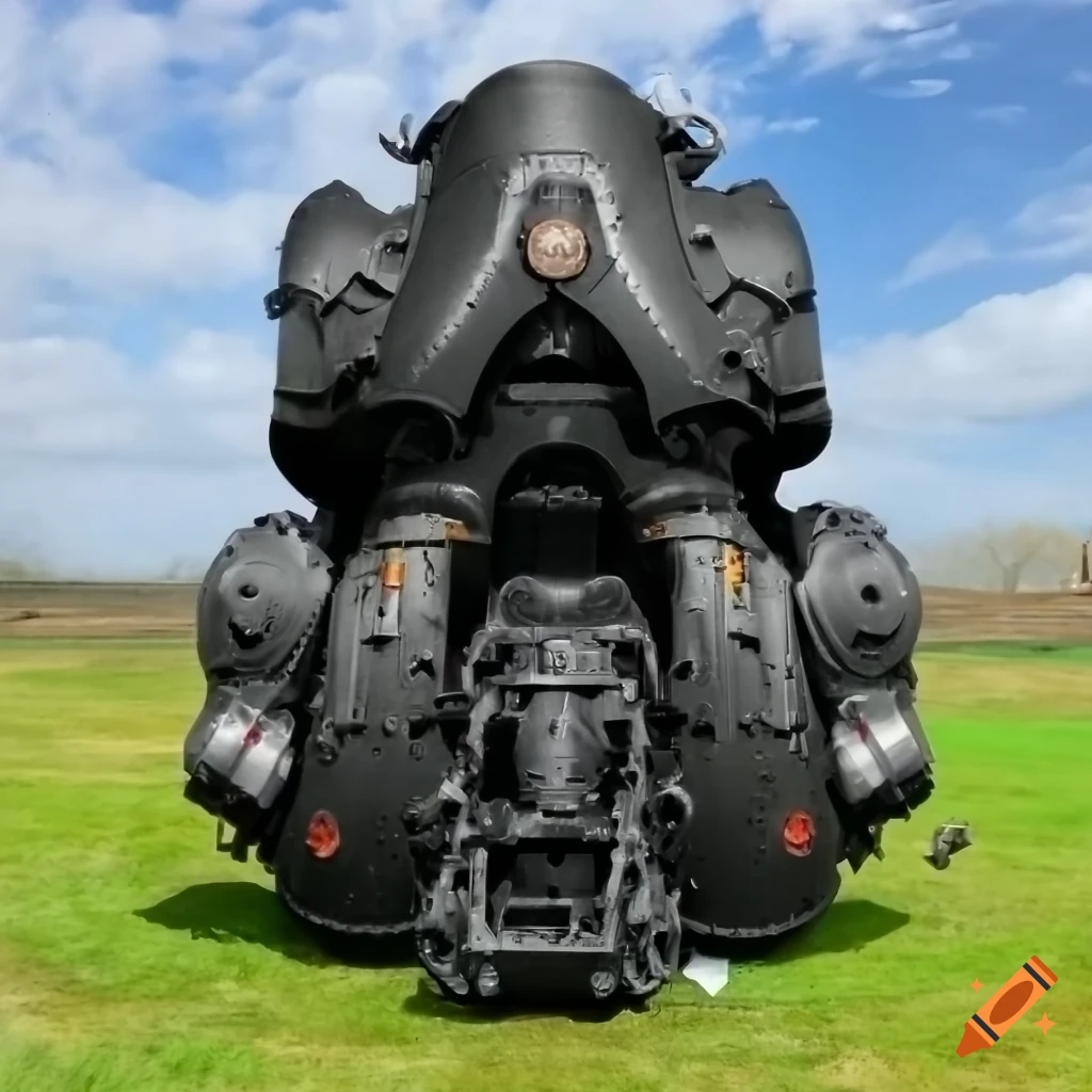Photo-realistic design of a knight-shaped armor with steam locomotive ...