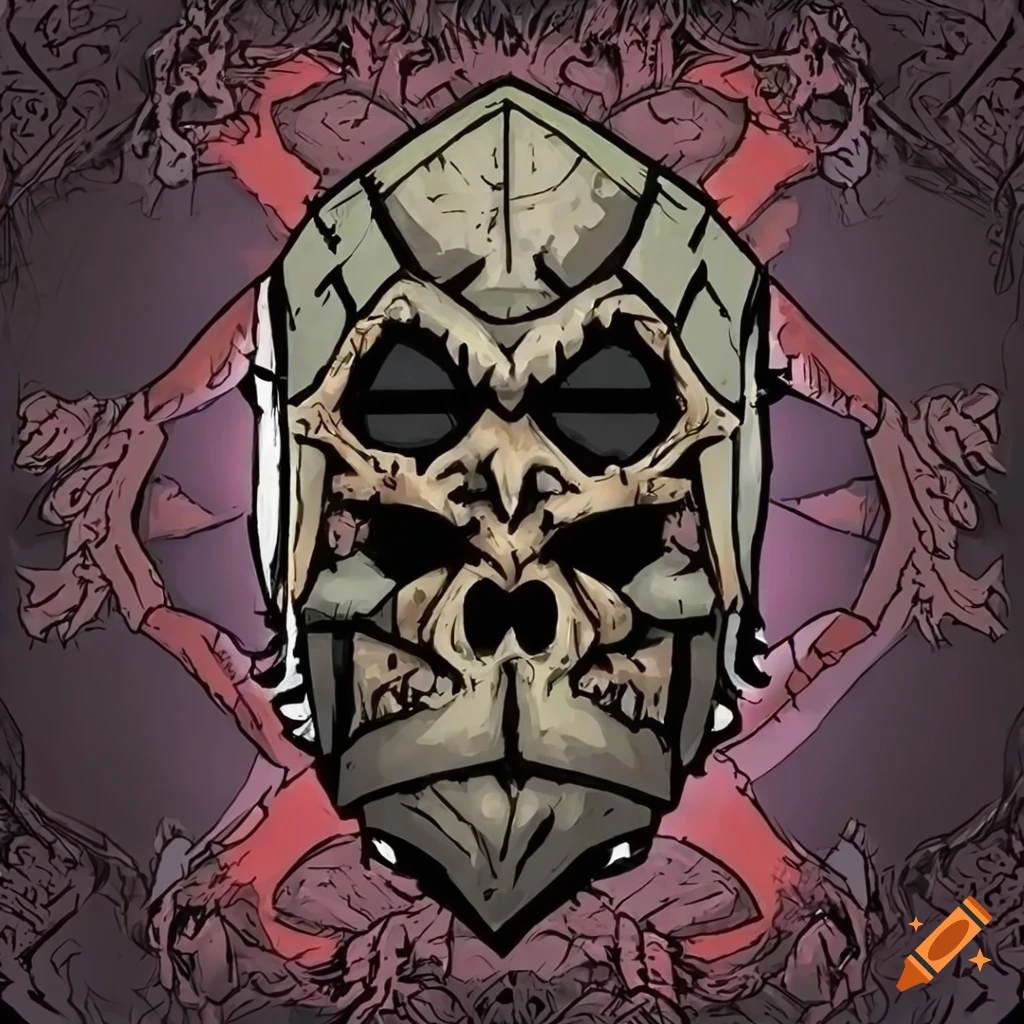 Skull mask helmet in dark fantasy style