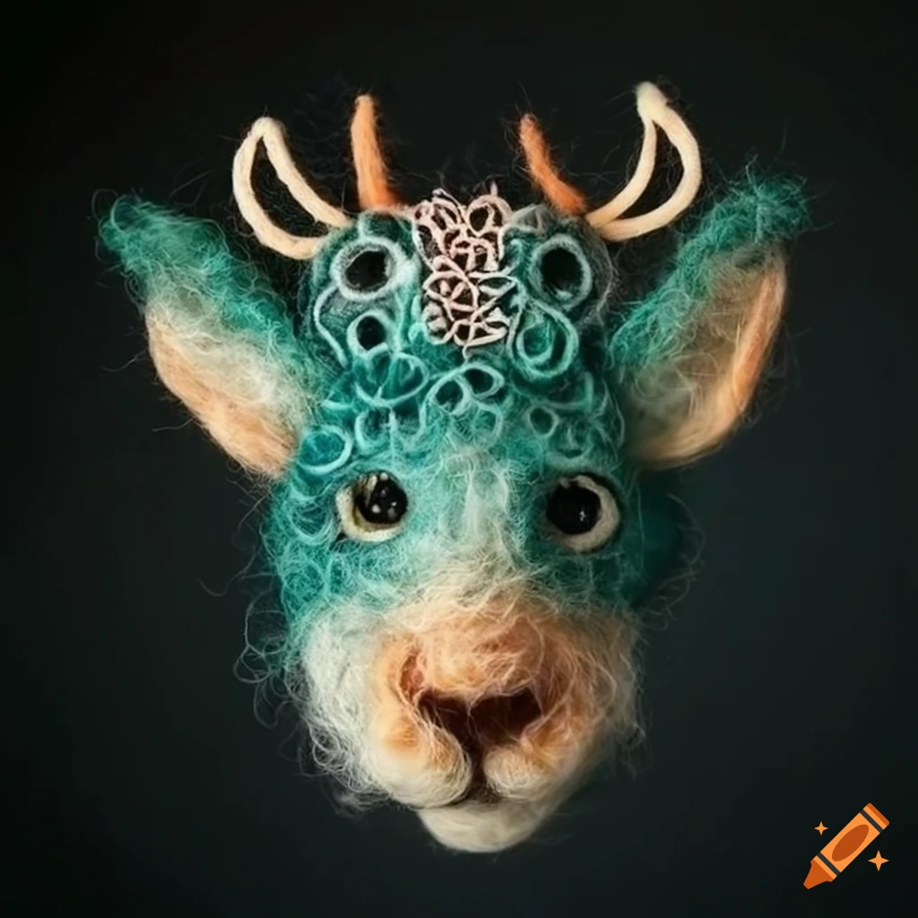 Jungle animal portraits with felted wool masks on Craiyon