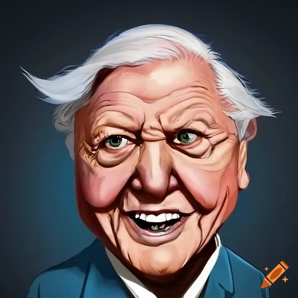 Cartoon image of david attenborough