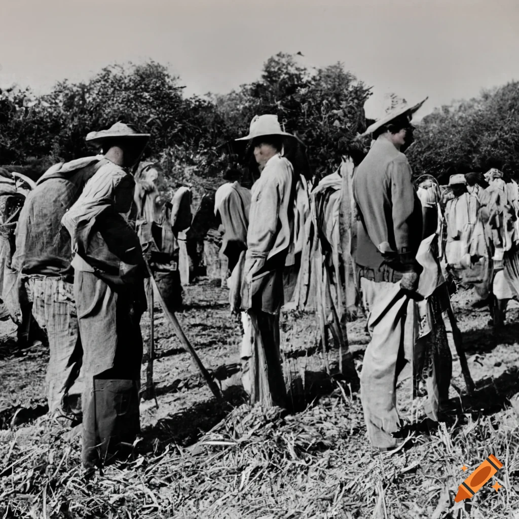 Group photo of hardworking Mexican men in farm work clothes on Craiyon